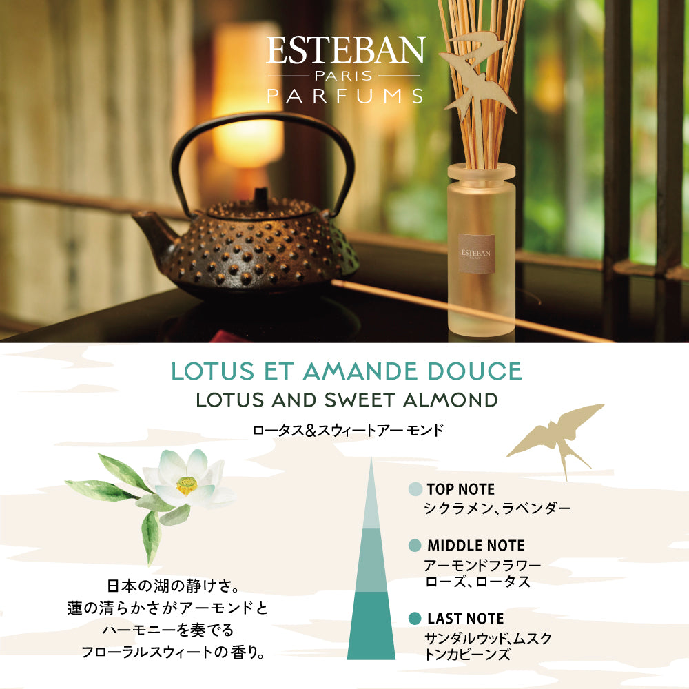 ロータス＆スウィートアーモンド ラタンブーケディフューザー – ESTEBAN
